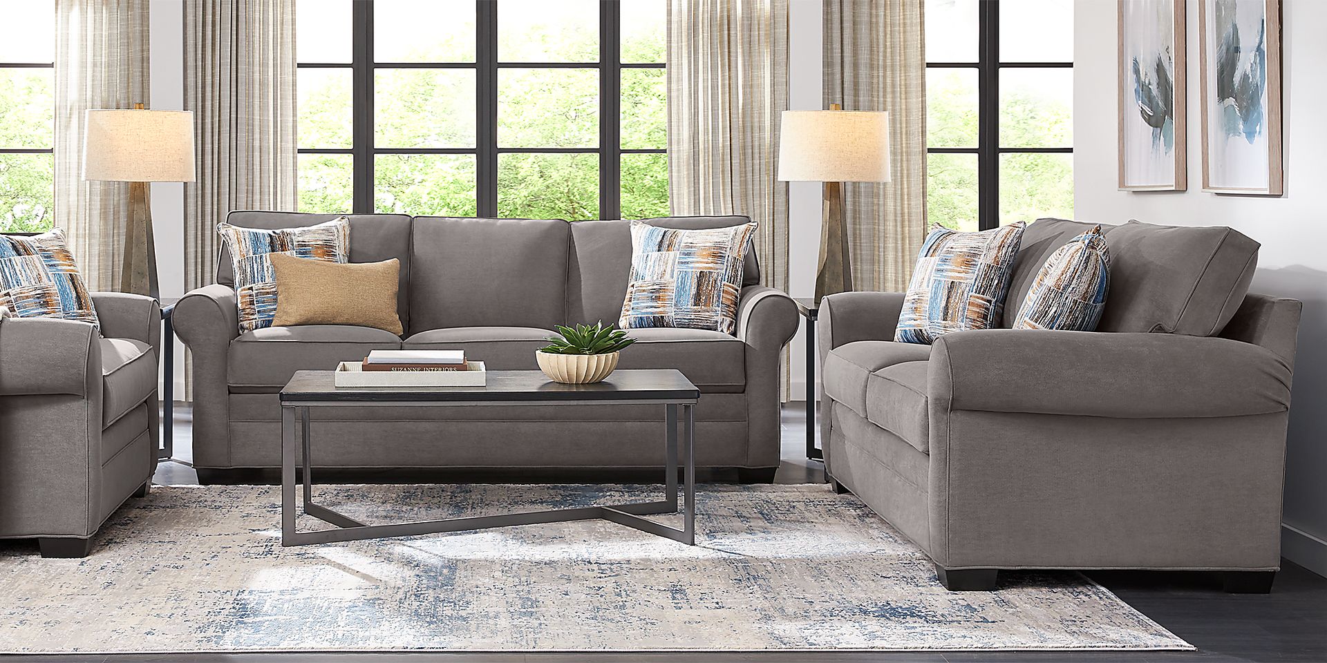 Cindy Crawford Bellingham Gray Microfiber Sofa Rooms to Go