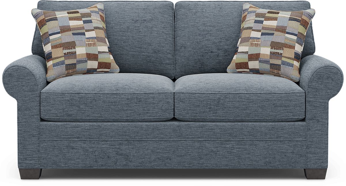 Cindy Crawford Bellingham 2 Pc Indigo Blue Chenille Fabric Living Room ...