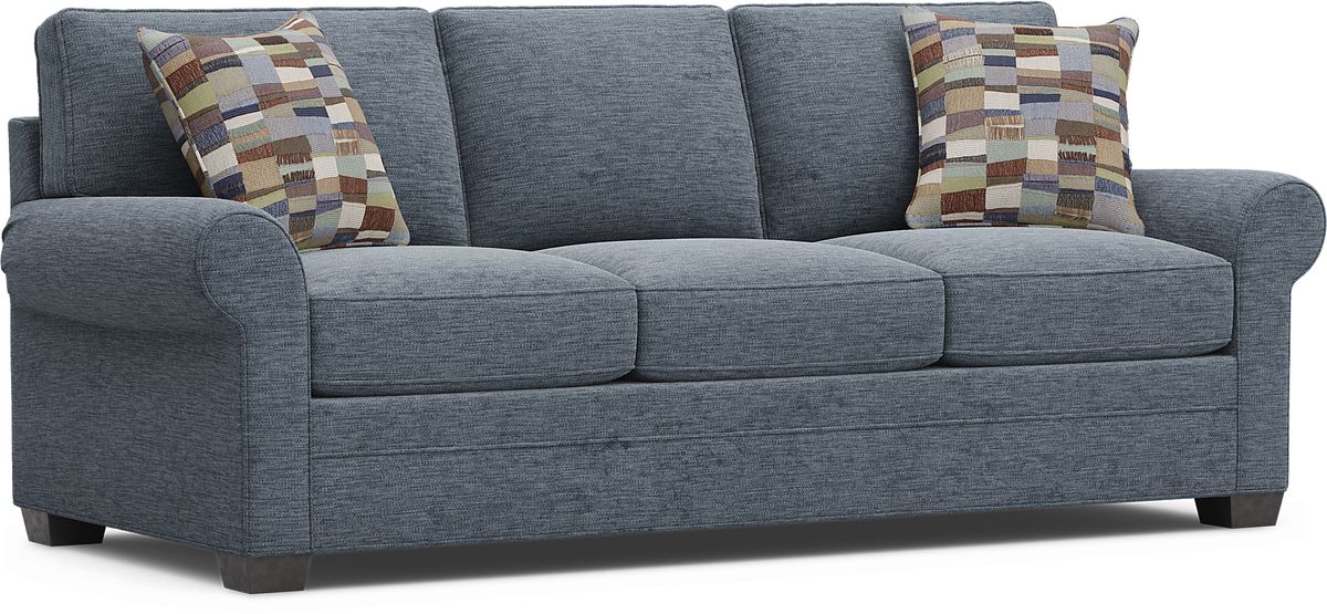 Cindy Crawford Bellingham 2 Pc Indigo Blue Chenille Fabric Living Room ...