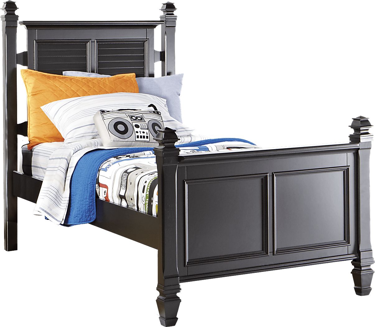 Belmar Black 3 Pc Twin Poster Bed - Rooms To Go