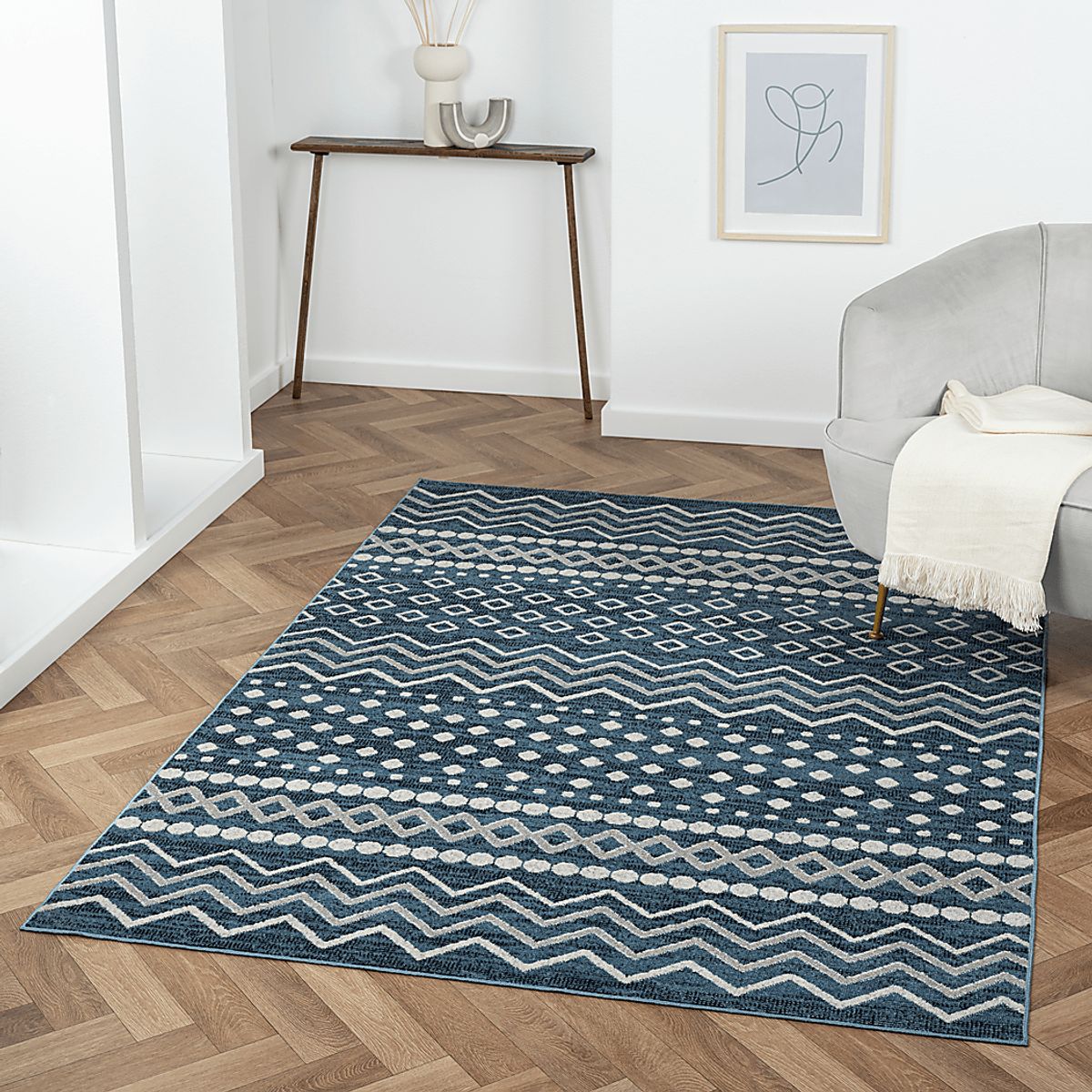Belpine Navy Blue Rugs | Rooms to Go