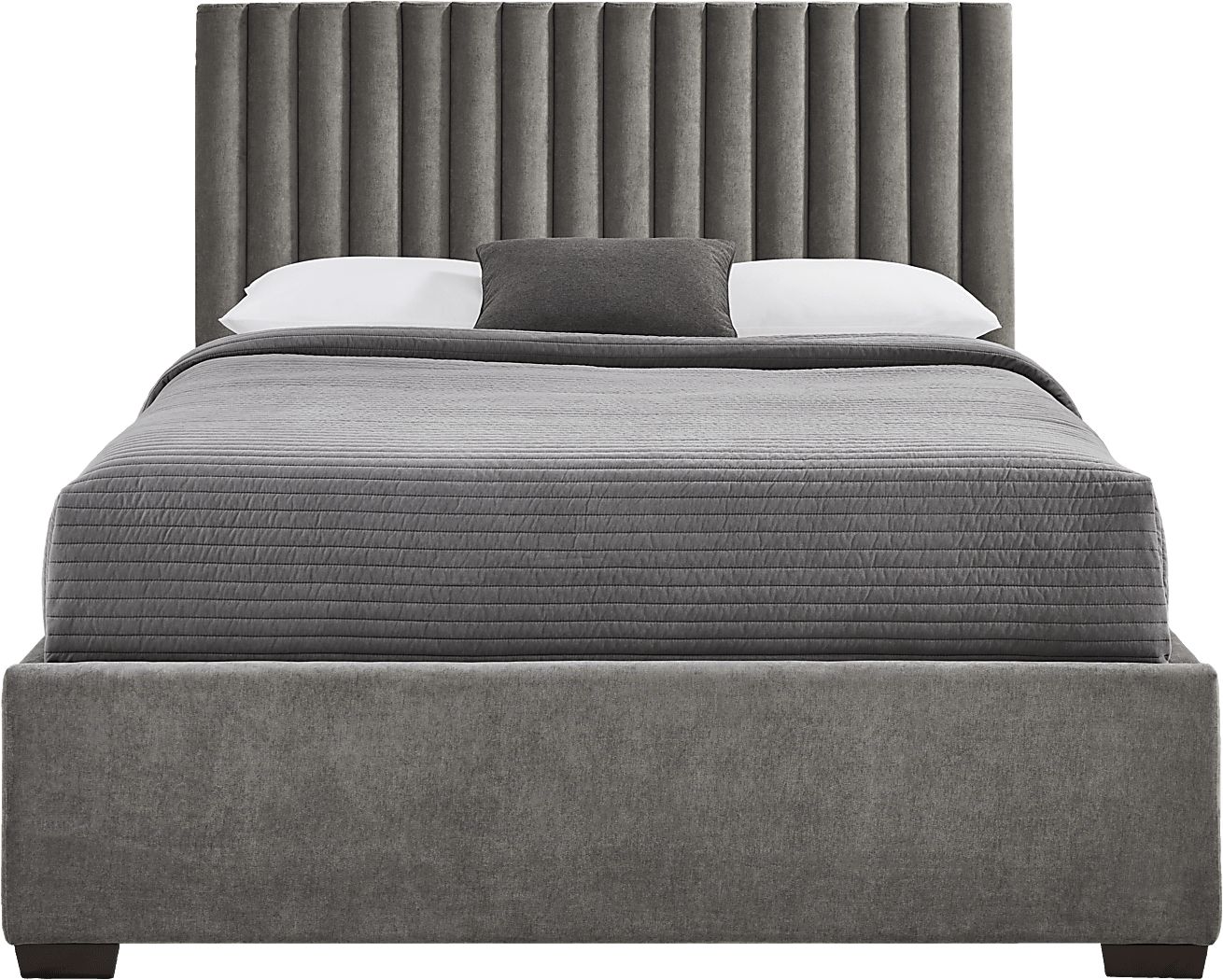 Belvedere Smoke Gray Polyester Fabric 4 Pc King Complete Storage Bed ...