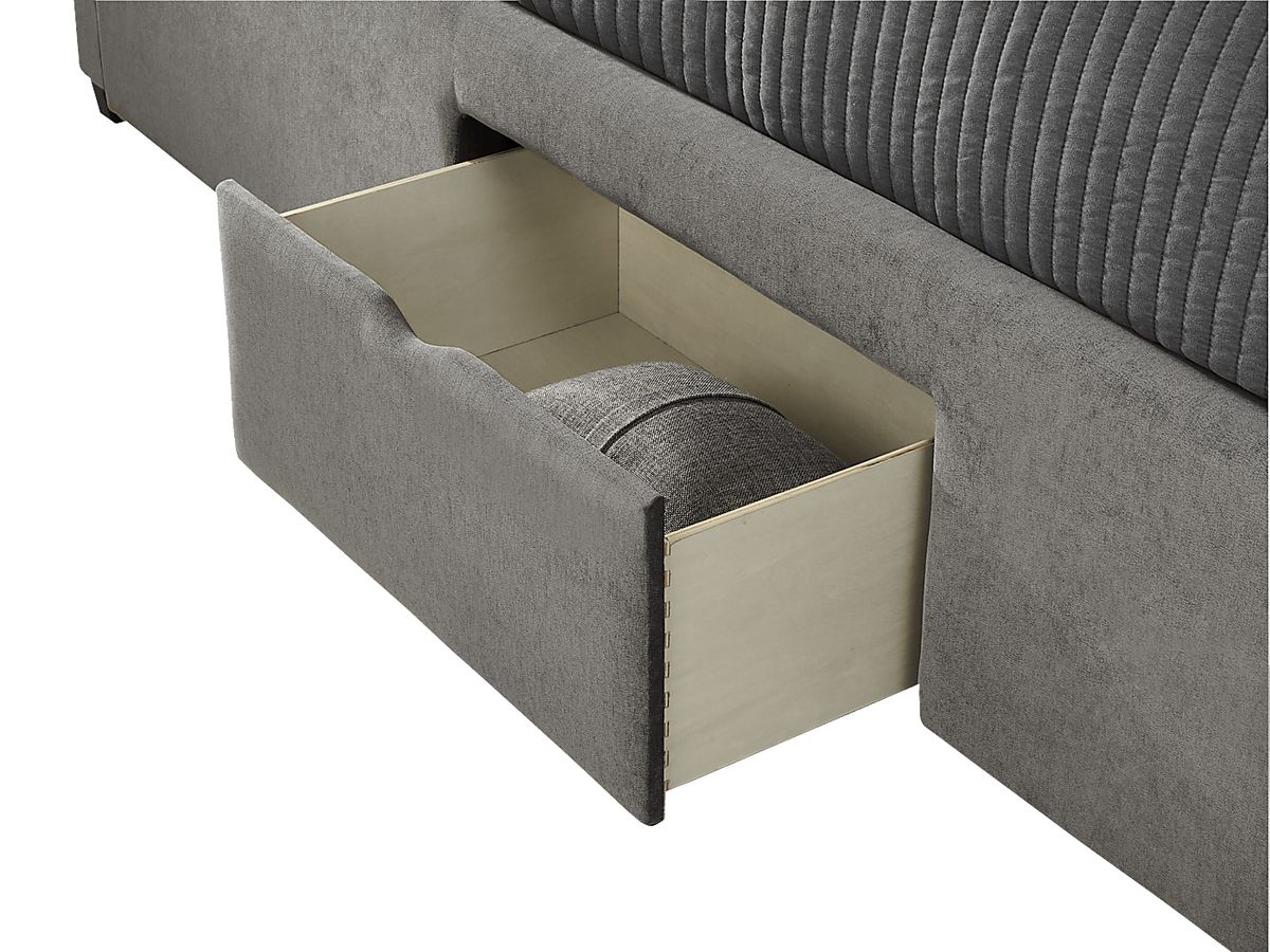 Belvedere Smoke Gray Polyester Fabric 3 Pc King Complete Storage Bed ...