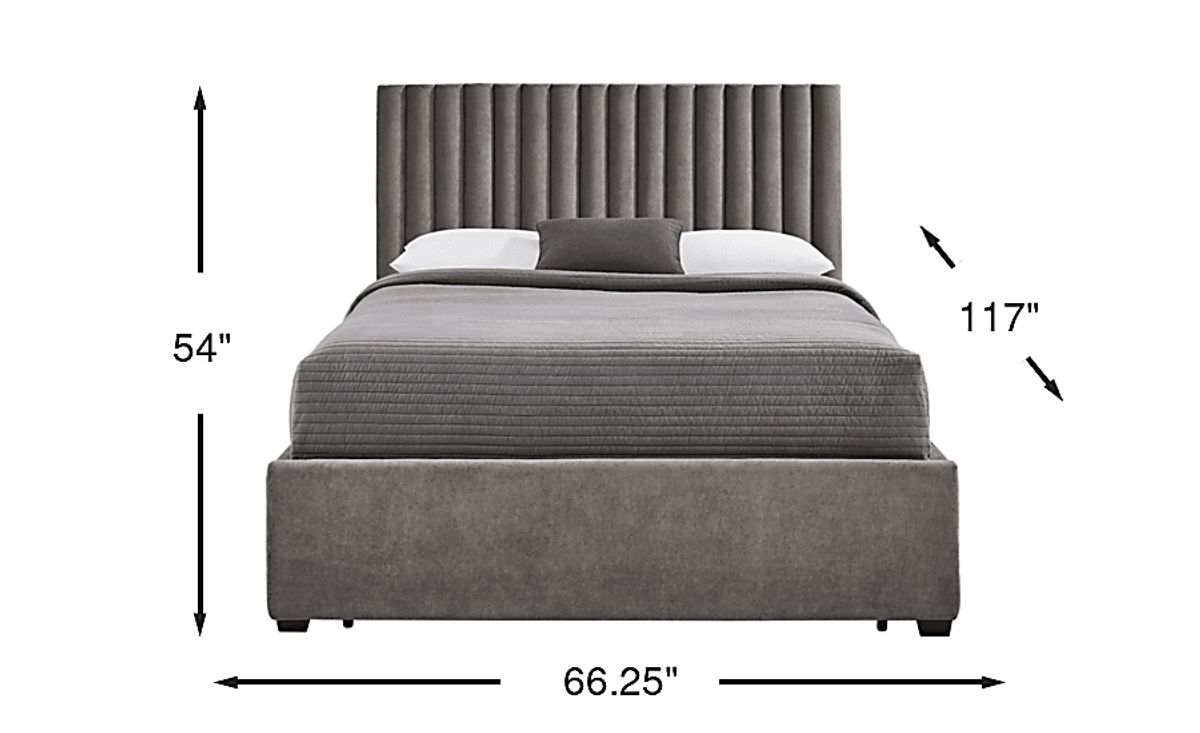 Belvedere Smoke Gray Polyester Fabric 3 Pc Queen Storage Bed | Rooms to Go
