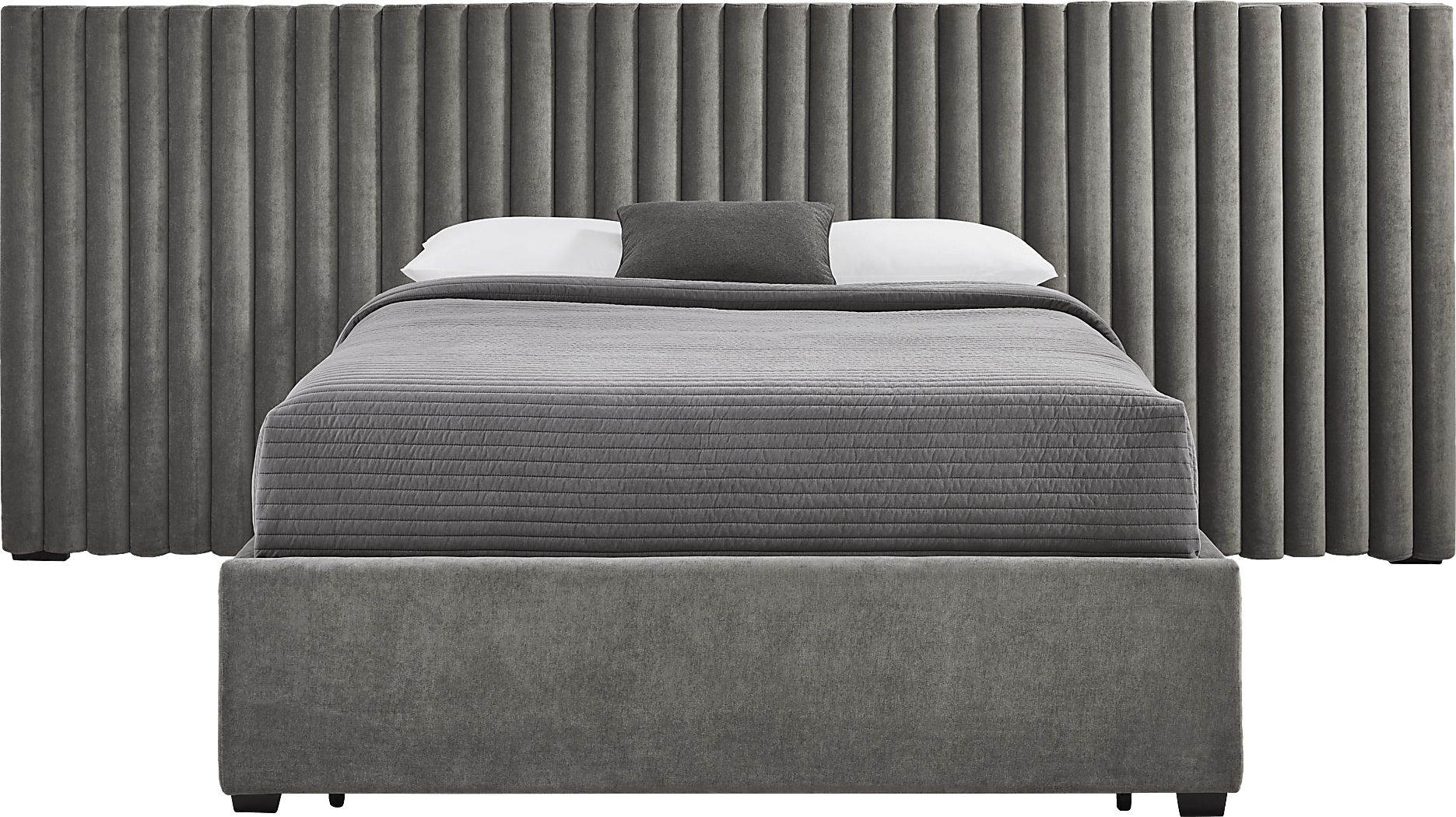 Belvedere Smoke Gray Polyester Fabric 3 Pc Queen Complete Storage Bed ...