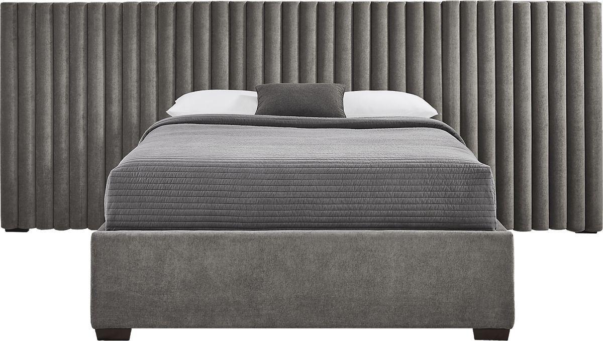 Belvedere Smoke Gray Polyester Fabric 4 Pc Queen Bed | Rooms to Go