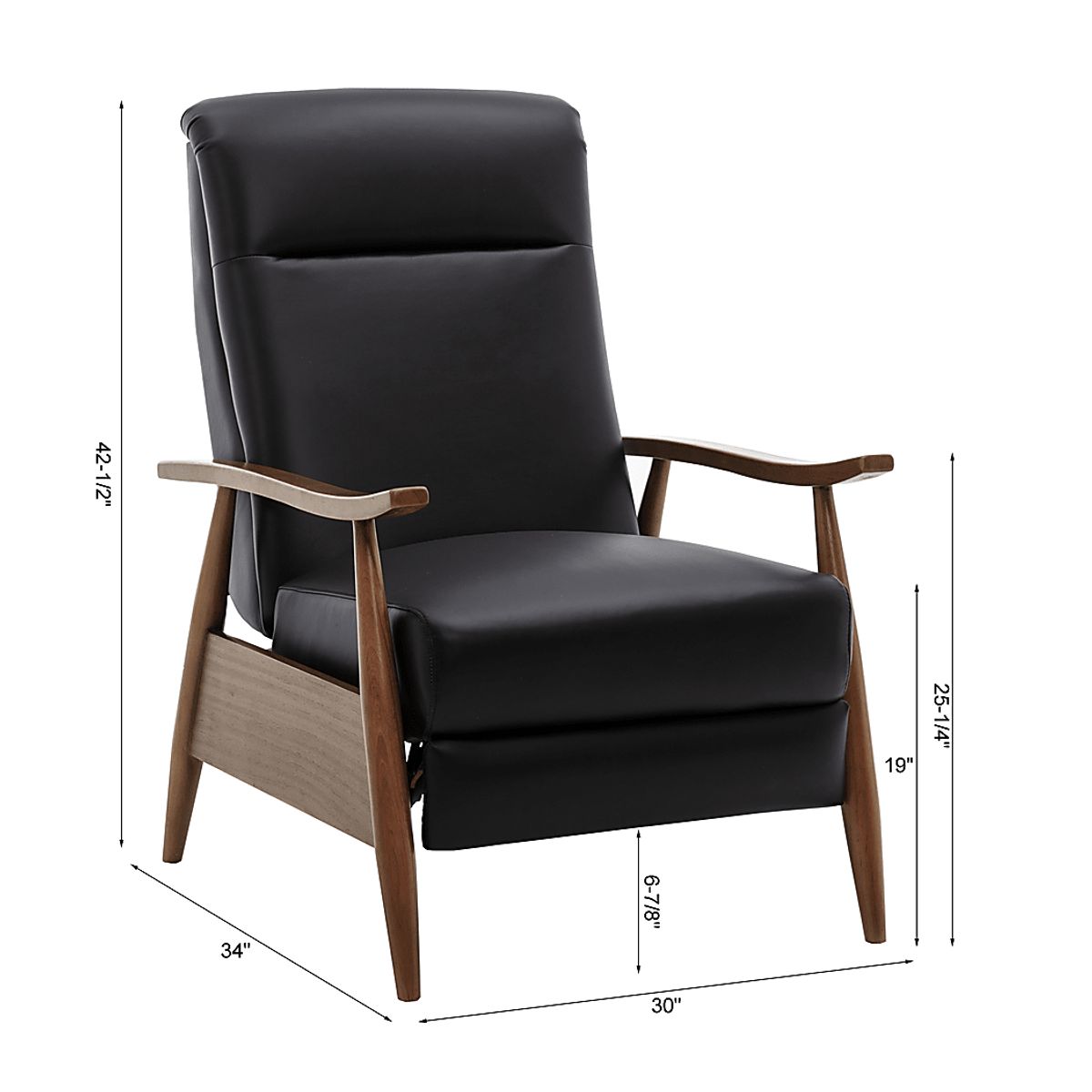 Benbro II Black Leather Push Back Recliner | Rooms to Go