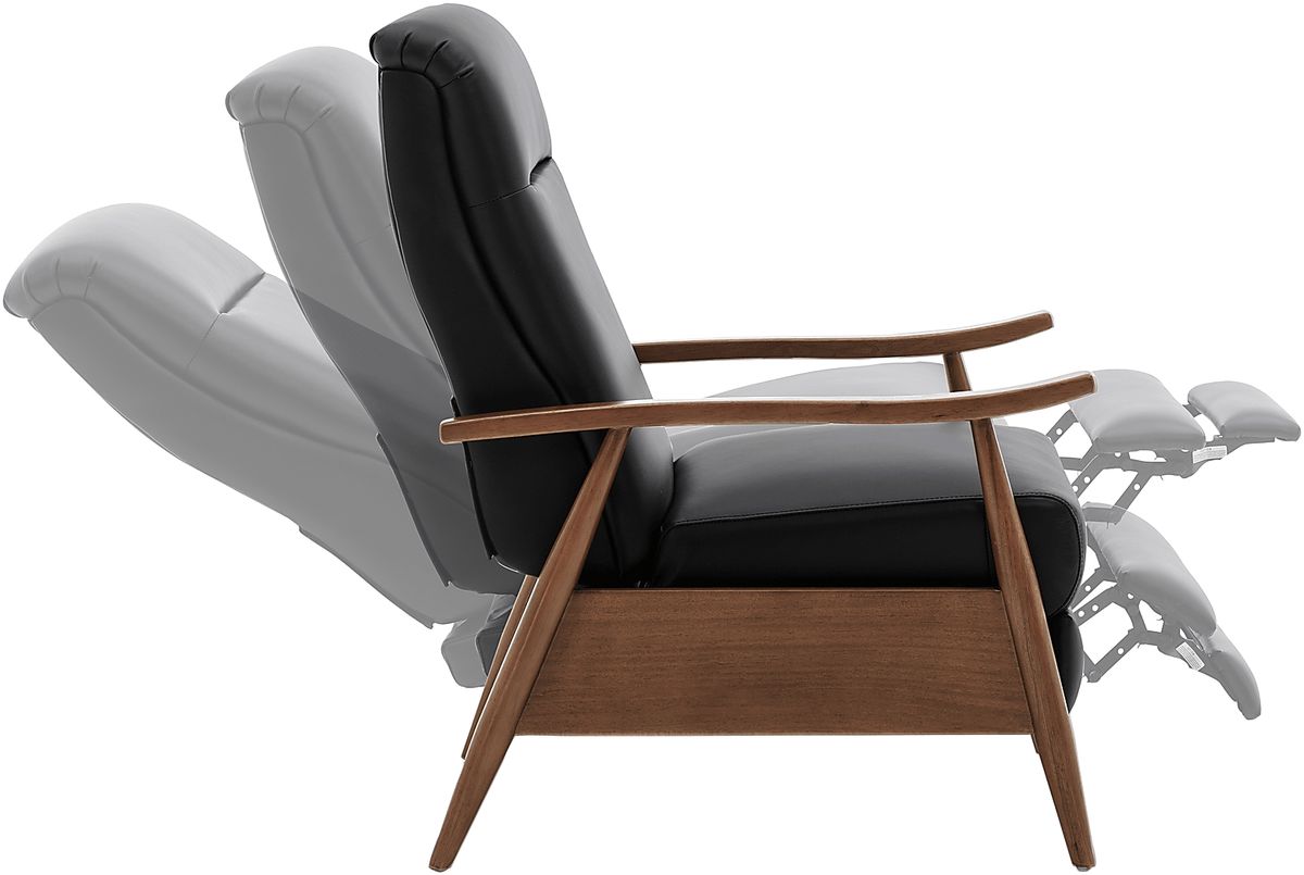 Benbro II Black Leather Push Back Recliner | Rooms to Go