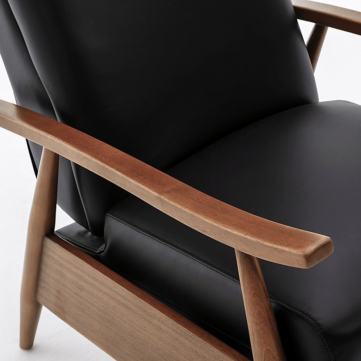 Benbro II Black Leather Push Back Recliner - Rooms To Go