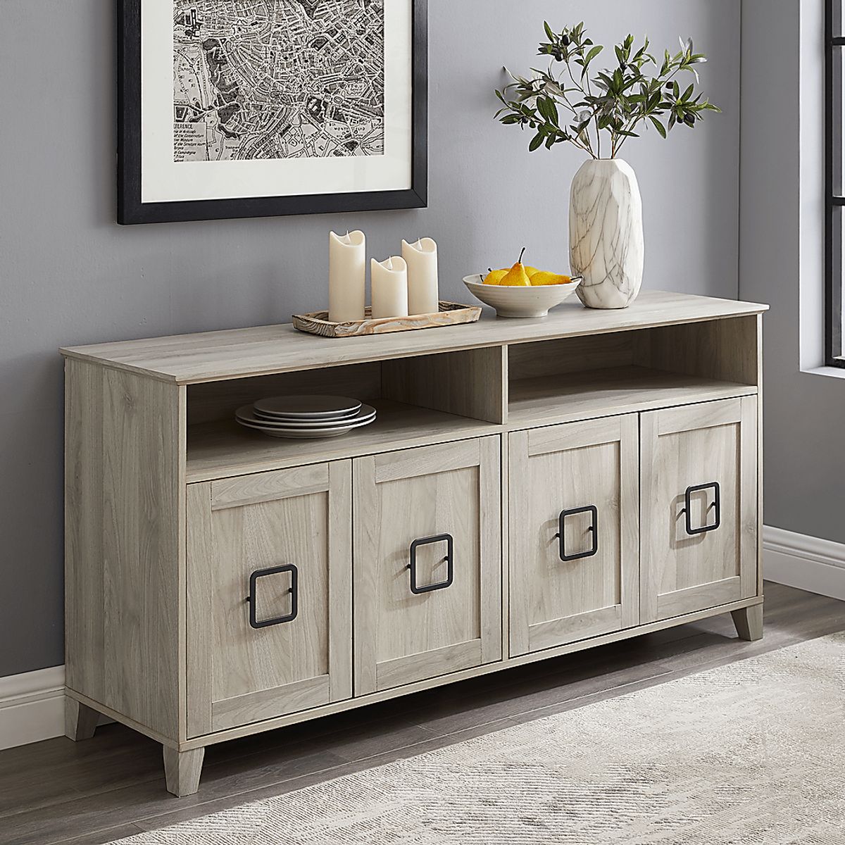 Bendemeer Beige Colors,Light Wood,White Console | Rooms to Go