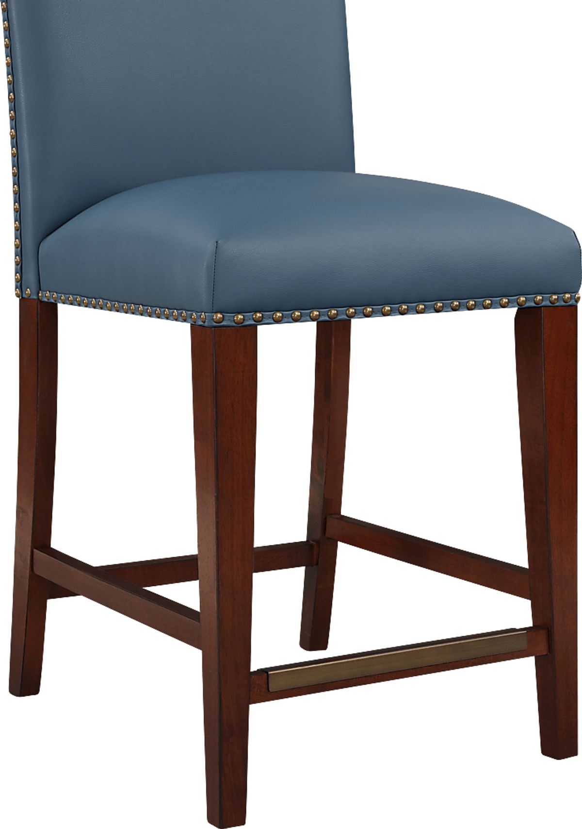 Bendview Brown Dark Wood Blue Counter Height Stool | Rooms to Go