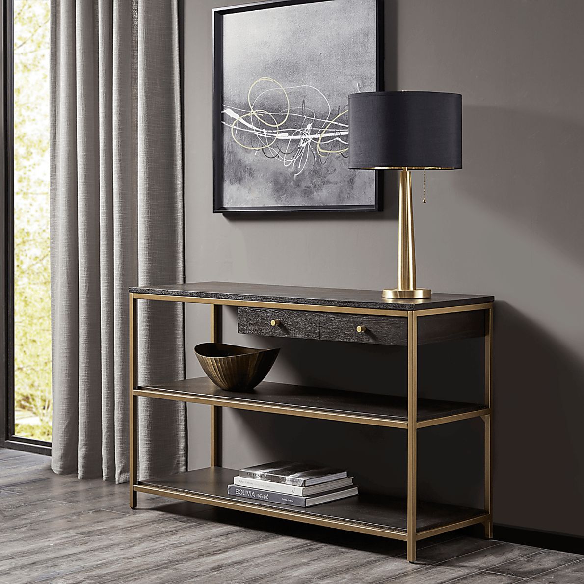 Bentpath Espresso Console Table - Rooms To Go