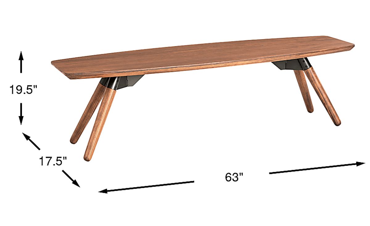 Bergen Boulevard Walnut Dark Wood Bench | Rooms to Go