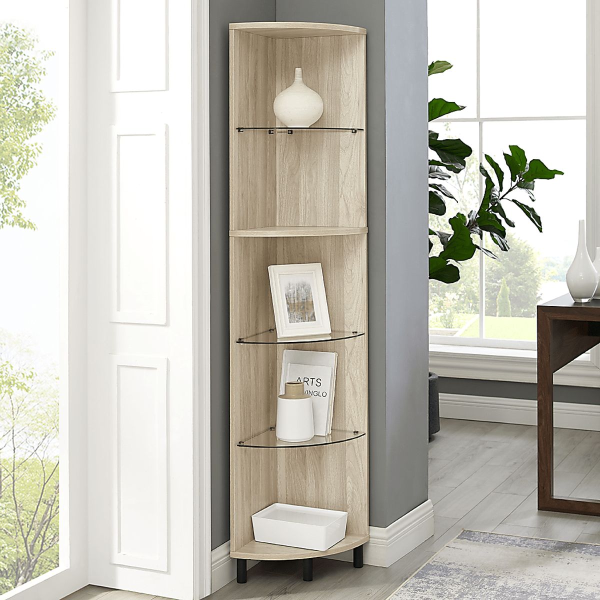 Bergstorm Beige Colors,Light Wood,White Bookcase | Rooms to Go