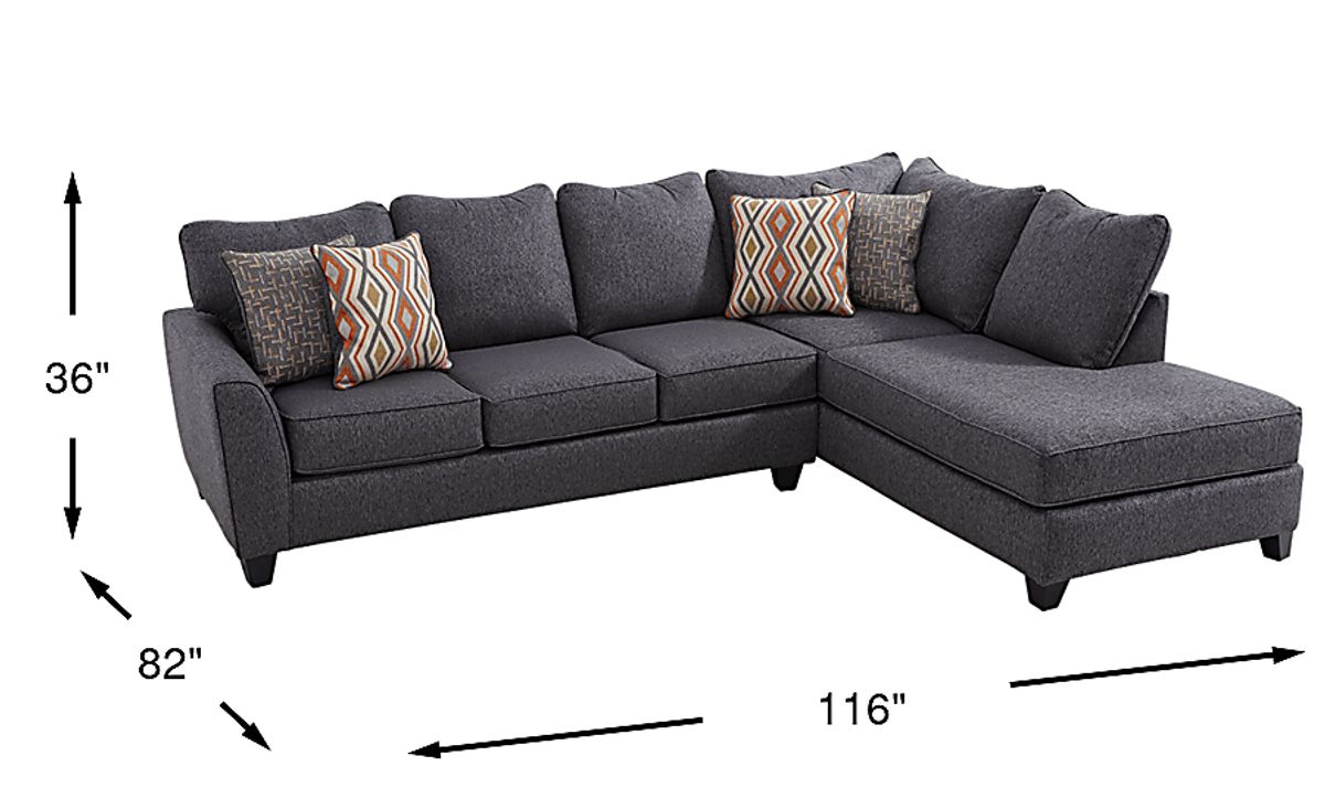 Berkeley Terrace Gray Textured 2 Pc Sectional | Rooms to Go