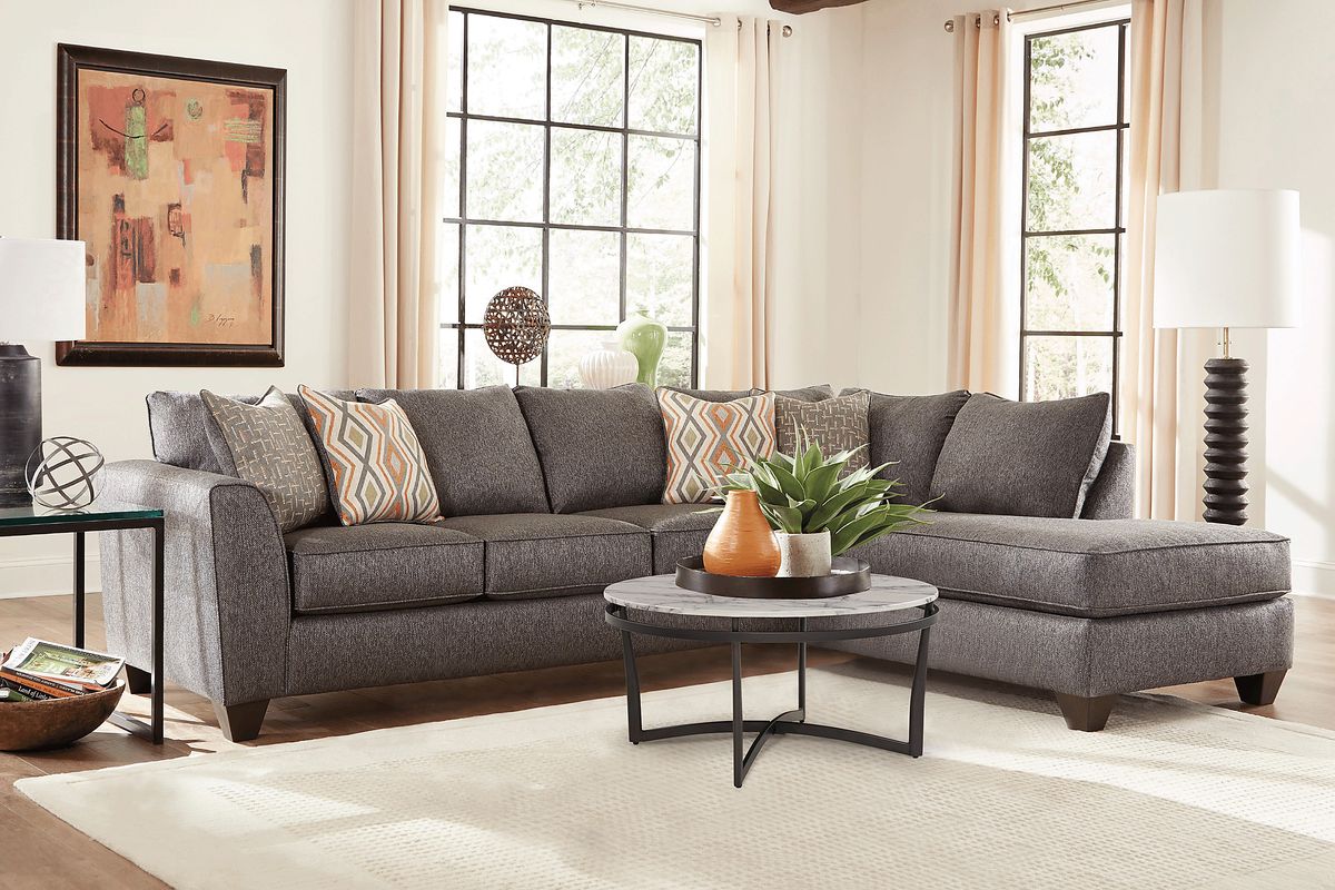 Berkeley Terrace Gray Textured 2 Pc Sectional | Rooms to Go
