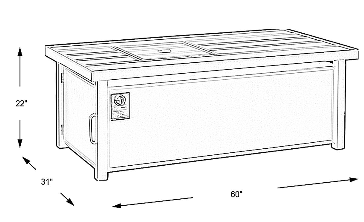 Bermuda Breeze Bronze Metal Aluminum Outdoor Rectangle Fire Pit | Rooms ...
