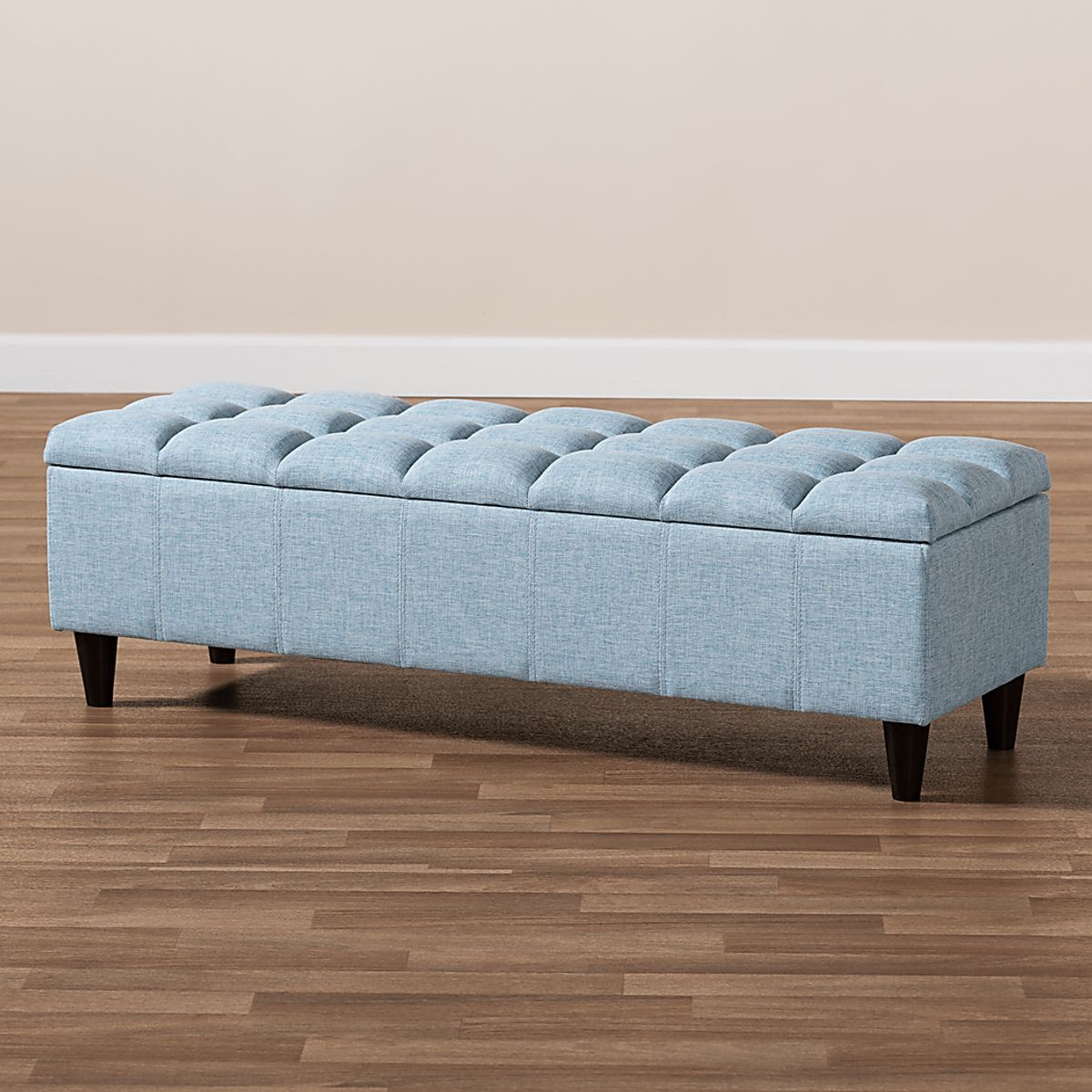 Berrycoms Light Blue Polyester Fabric Storage Bench | Rooms to Go