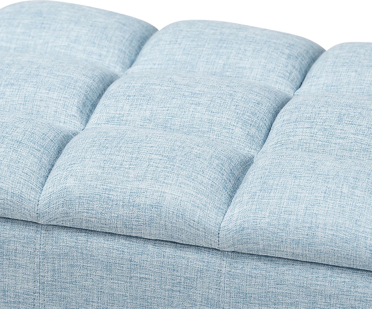 Berrycoms Light Blue Polyester Fabric Storage Bench | Rooms to Go