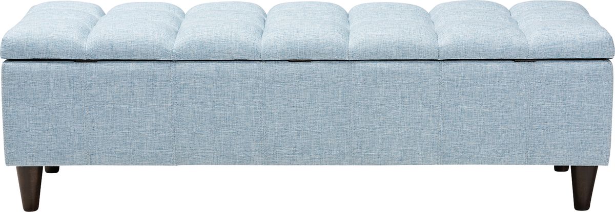 Berrycoms Light Blue Polyester Fabric Storage Bench | Rooms to Go