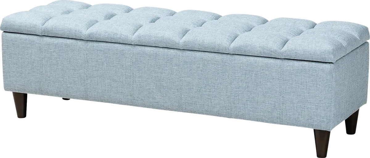 Berrycoms Light Blue Polyester Fabric Storage Bench | Rooms to Go