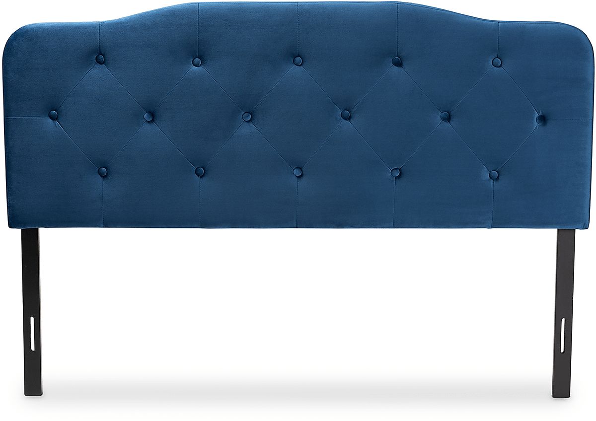 Besancon Navy Blue Velvet Plush King Headboard | Rooms to Go