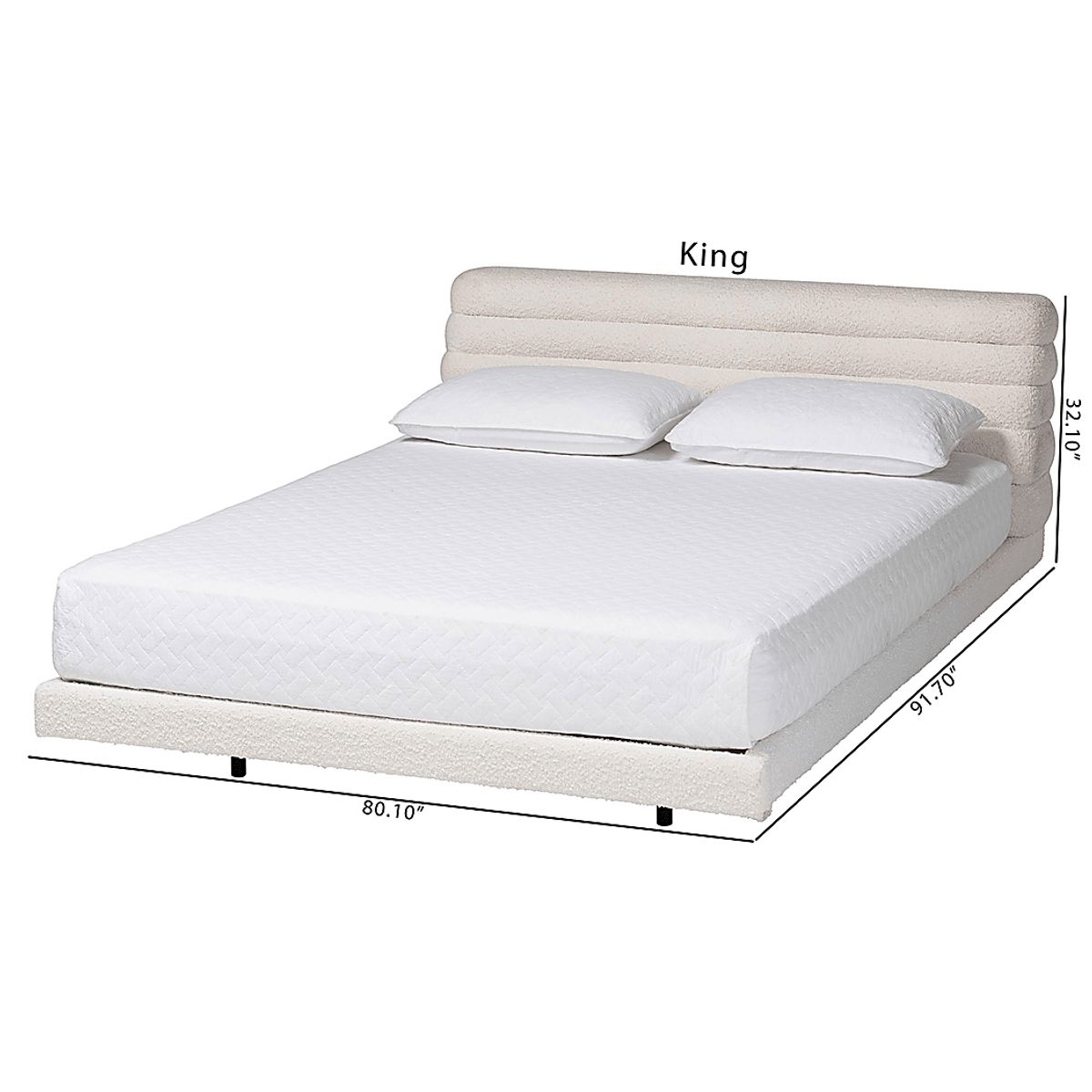 Betaiy Cream Colors,Light Wood,White Beige Polyester Fabric King Bed ...