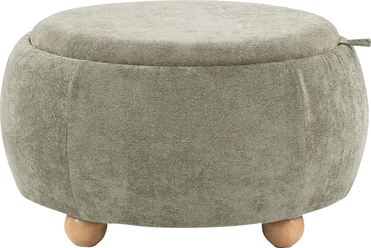 Betana Natural Light Wood Green Fabric Ottoman | Rooms to Go