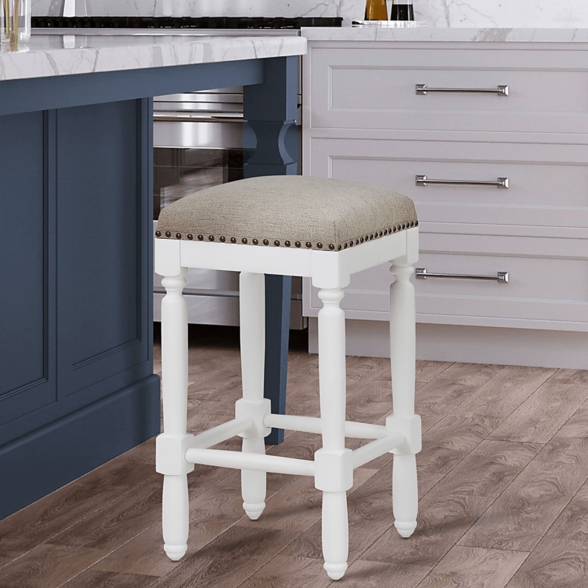 Betram White Colors,White Beige Counter Height Stool | Rooms to Go