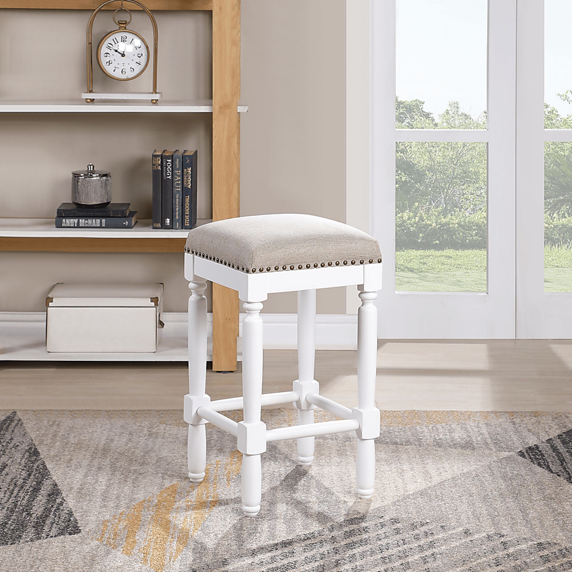 Betram White Colors,White Beige Counter Height Stool | Rooms to Go
