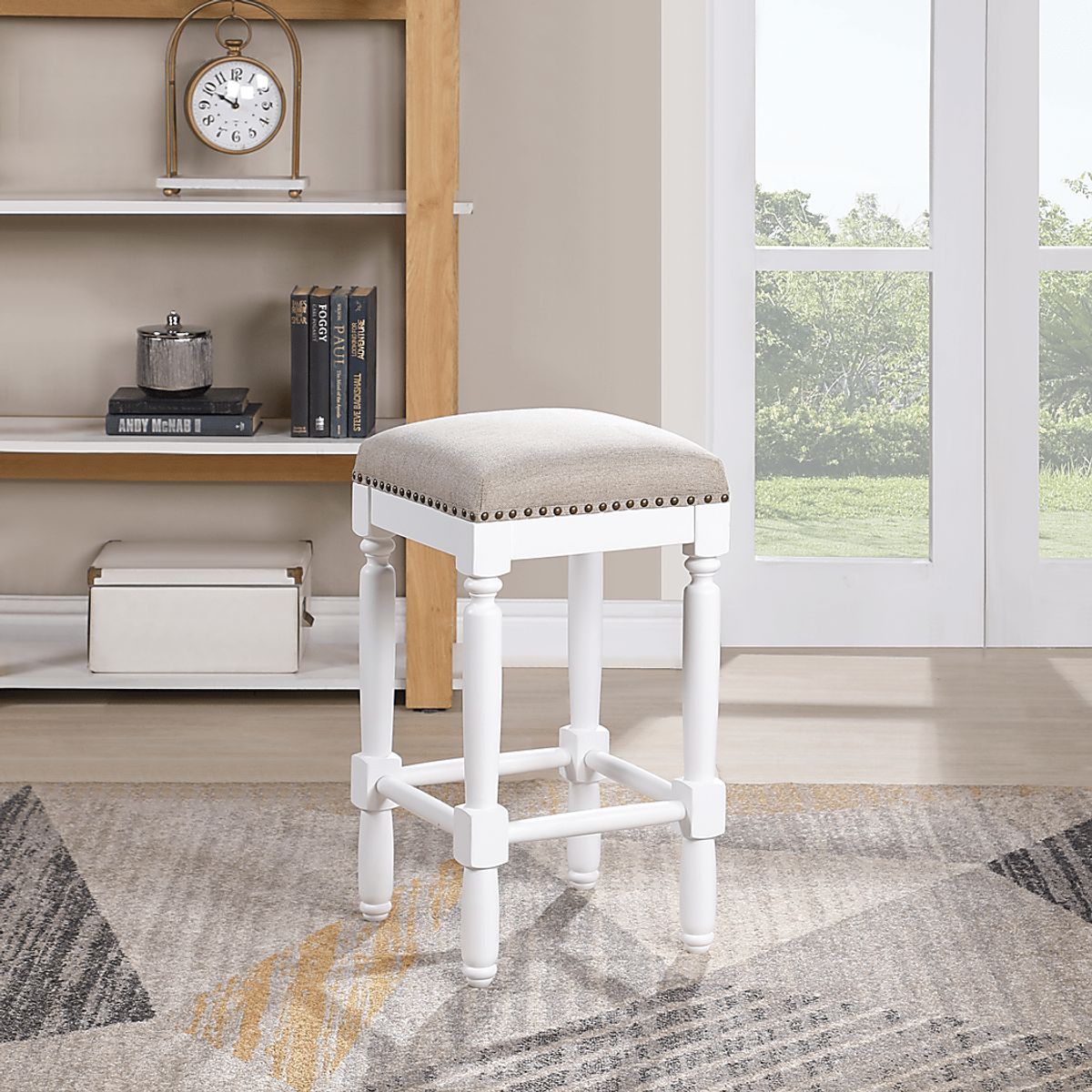 Betram White Colors,White Beige Counter Height Stool | Rooms to Go