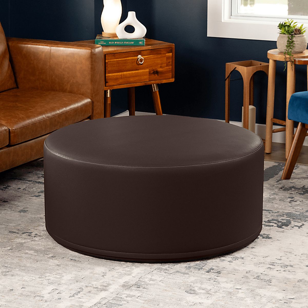 Bevina I Chocolate Brown Cotton,Polyester,Polyurethane Fabric Ottoman ...