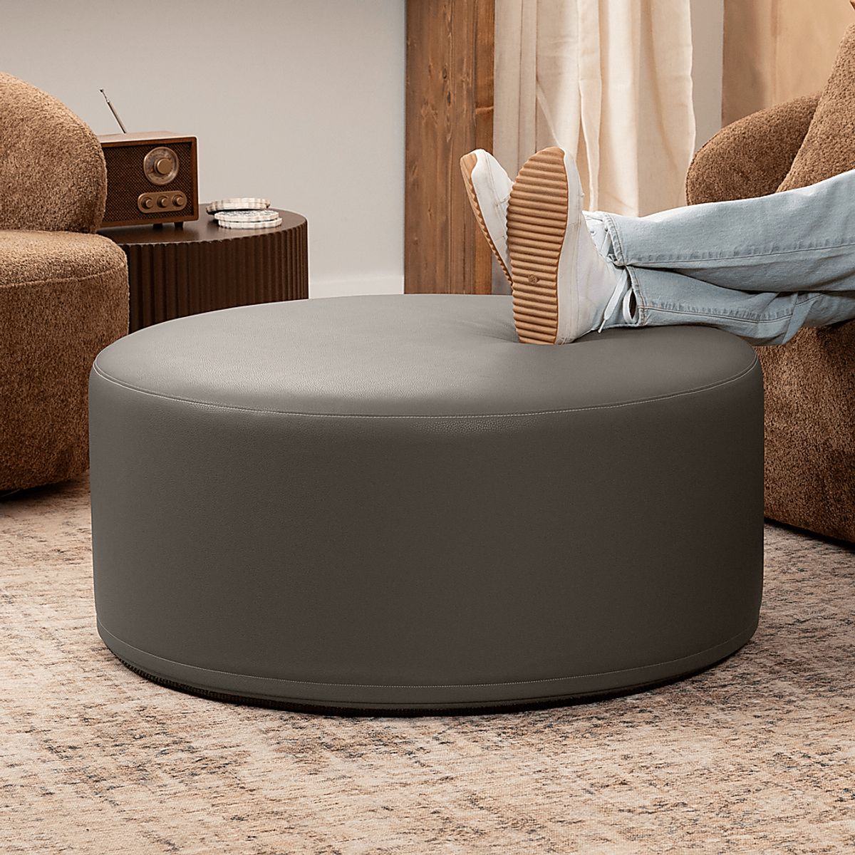Bevina I Gray Cotton,Polyester,Polyurethane Fabric Ottoman | Rooms to Go