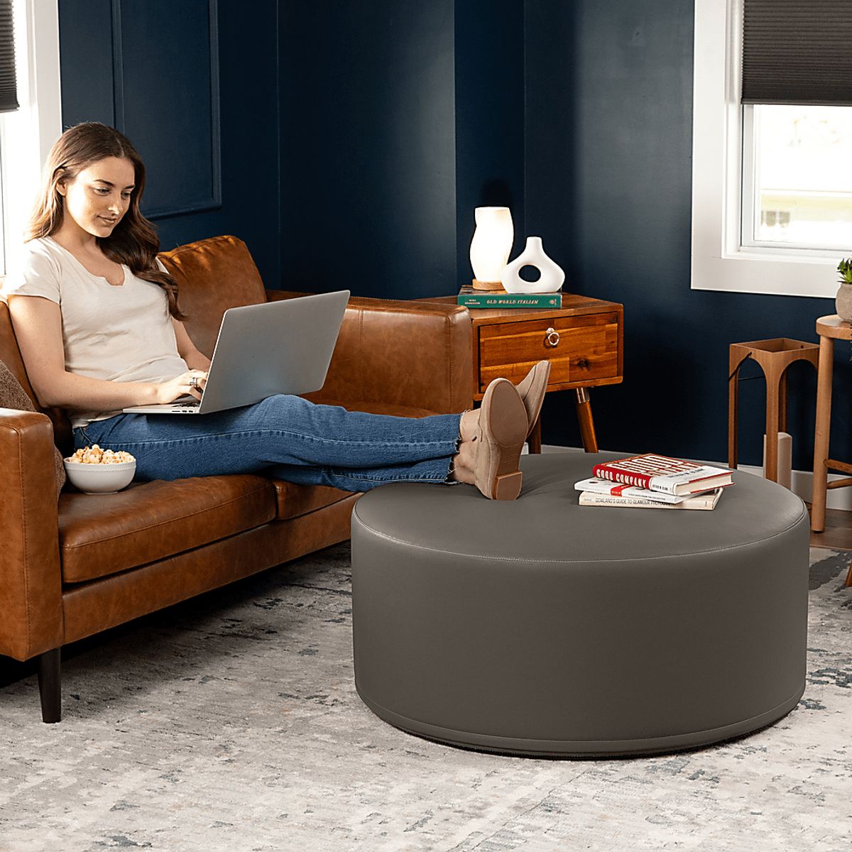 Bevina I Gray Cotton,Polyester,Polyurethane Fabric Ottoman | Rooms to Go