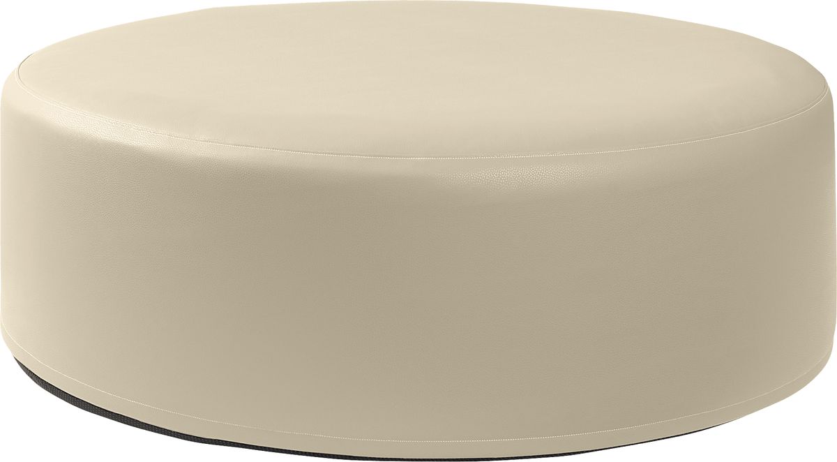 Bevina I Natural Beige,White Polyester Fabric Large Ottoman | Rooms to Go