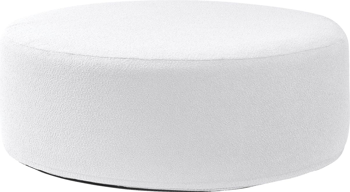 Bevina II White Polyester Fabric Large Ottoman | Rooms to Go