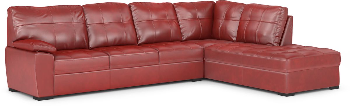 Bexley Square Red Polyester Fabric 2 Pc Right Arm Chaise Sectional ...