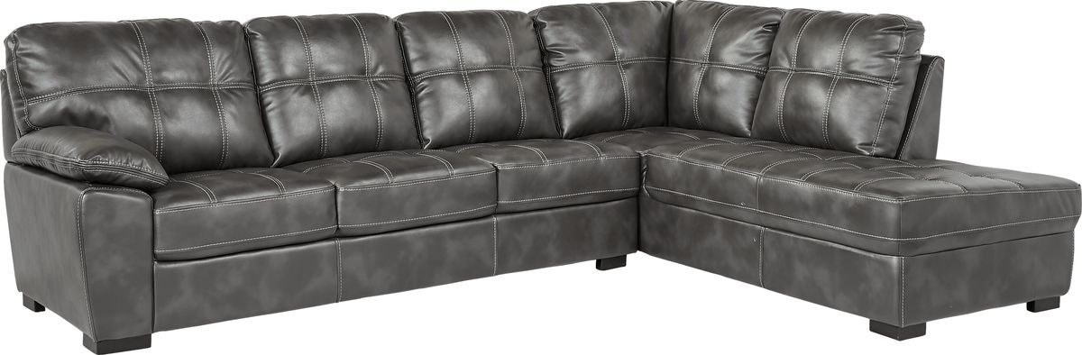 Bexley Square Slate Gray Polyester Fabric 2 Pc Sectional | Rooms to Go