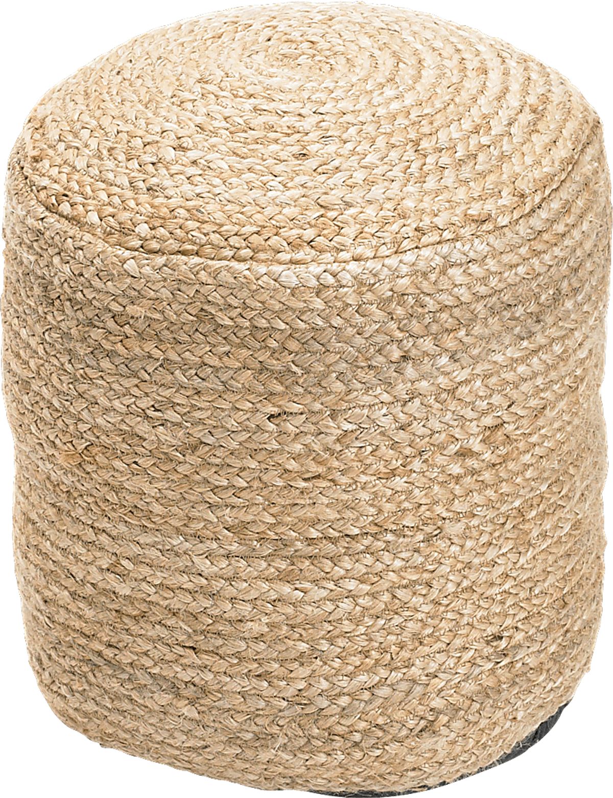 Bickler Natural Beige,White Hemp Textured Pouf | Rooms to Go
