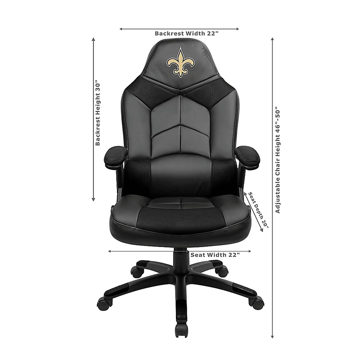 Big Team NFL New Orleans Saints Black Oversized Gaming Chair - Rooms To Go