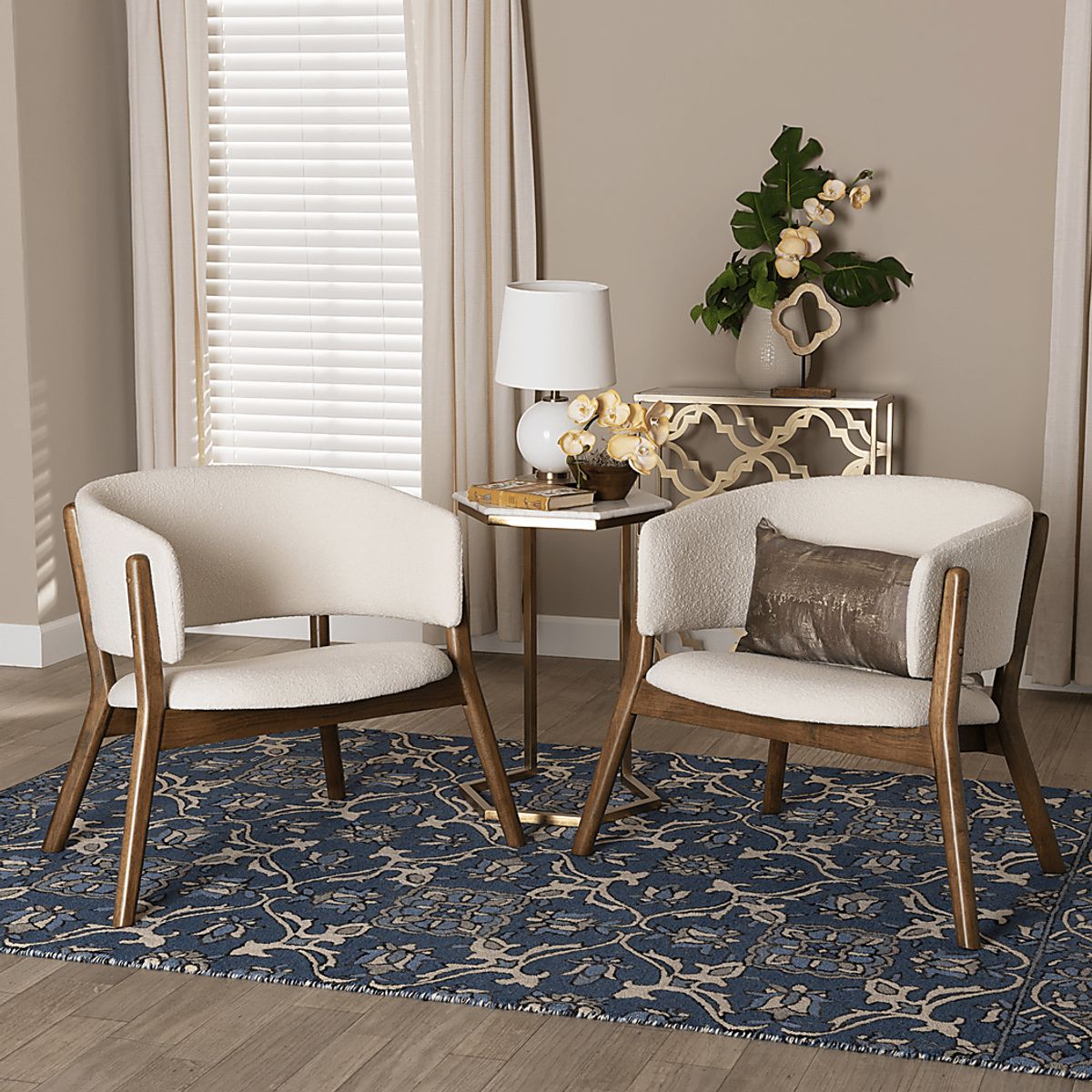 Bigney Cream Beige Polyester Fabric Accent Chair, Set Of 2 | Rooms to Go