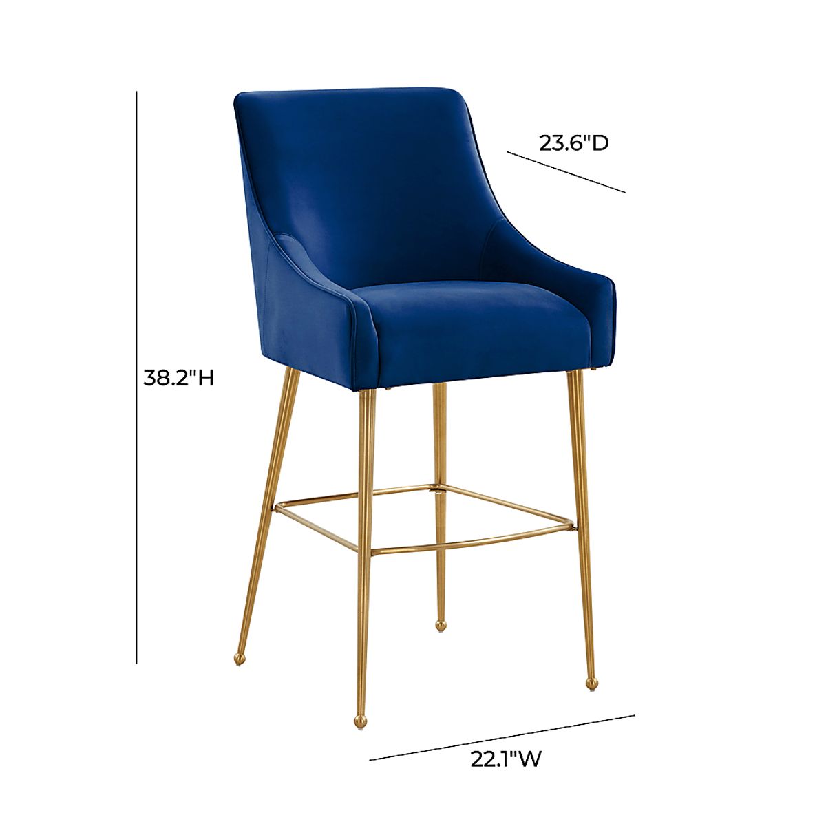 Bilburston Gold Colors,Metal Navy Blue Polyester Fabric Counter Stool ...
