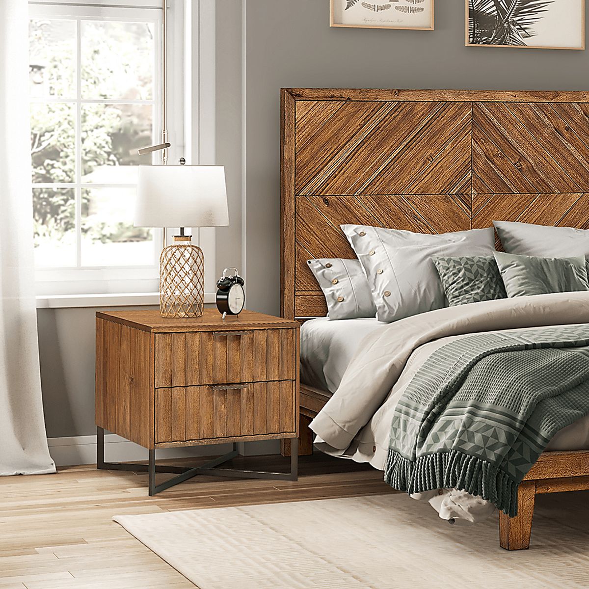 Bitteroot Brown Dark Wood Nightstand | Rooms to Go