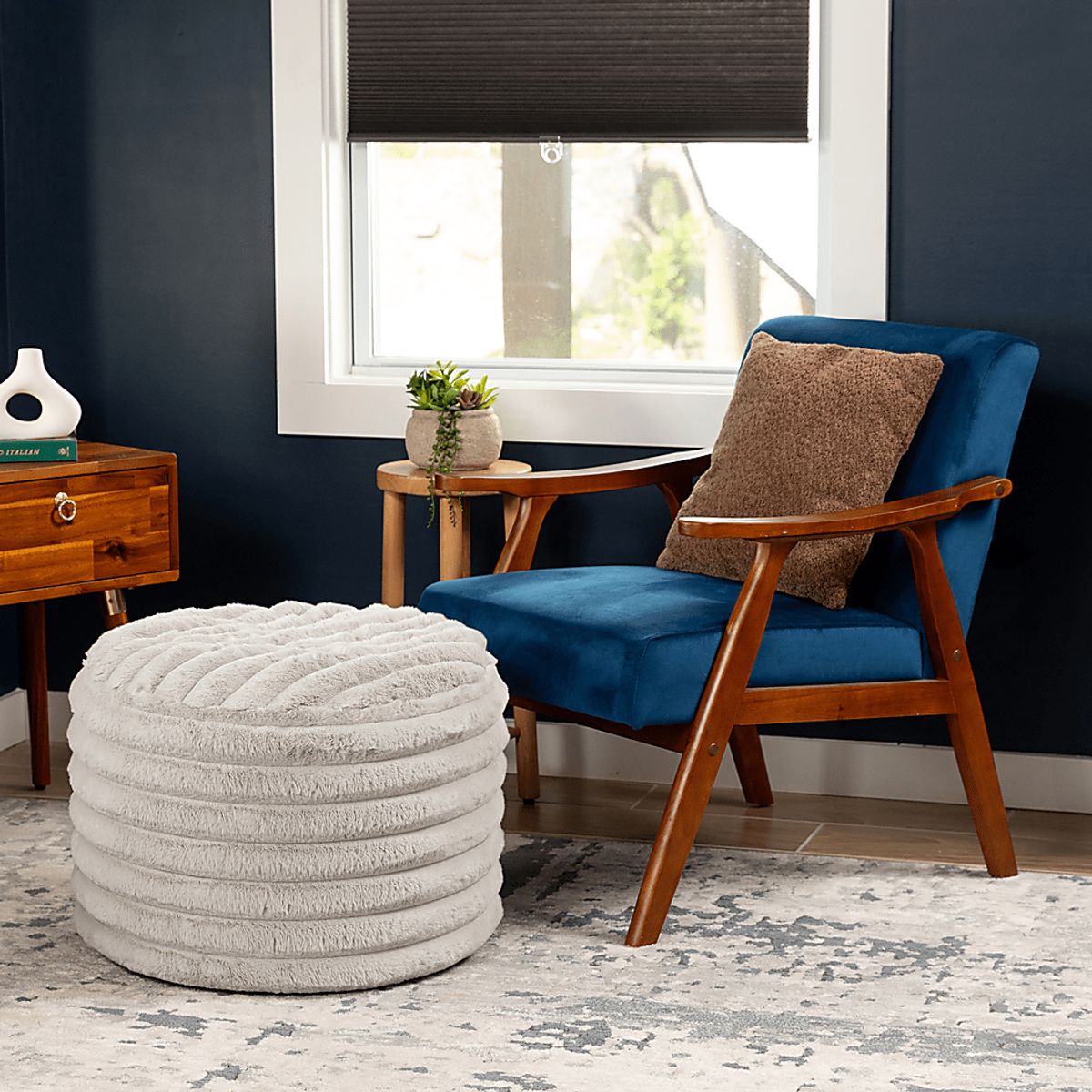 Blossi Gray Polyester Fabric Poufs | Rooms to Go
