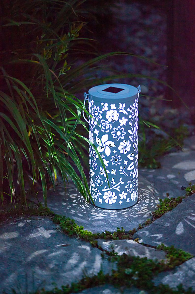Blossom Hill White Outdoor Solar Lantern - Rooms To Go