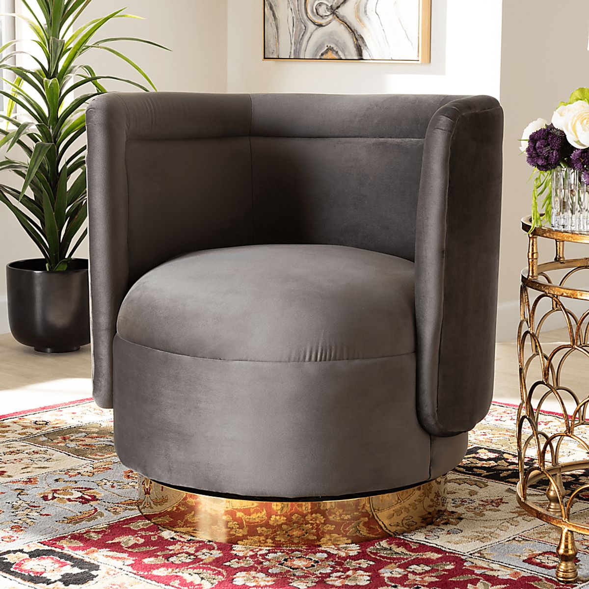 Boek Gray Polyester Fabric Swivel Upholstered | Rooms to Go