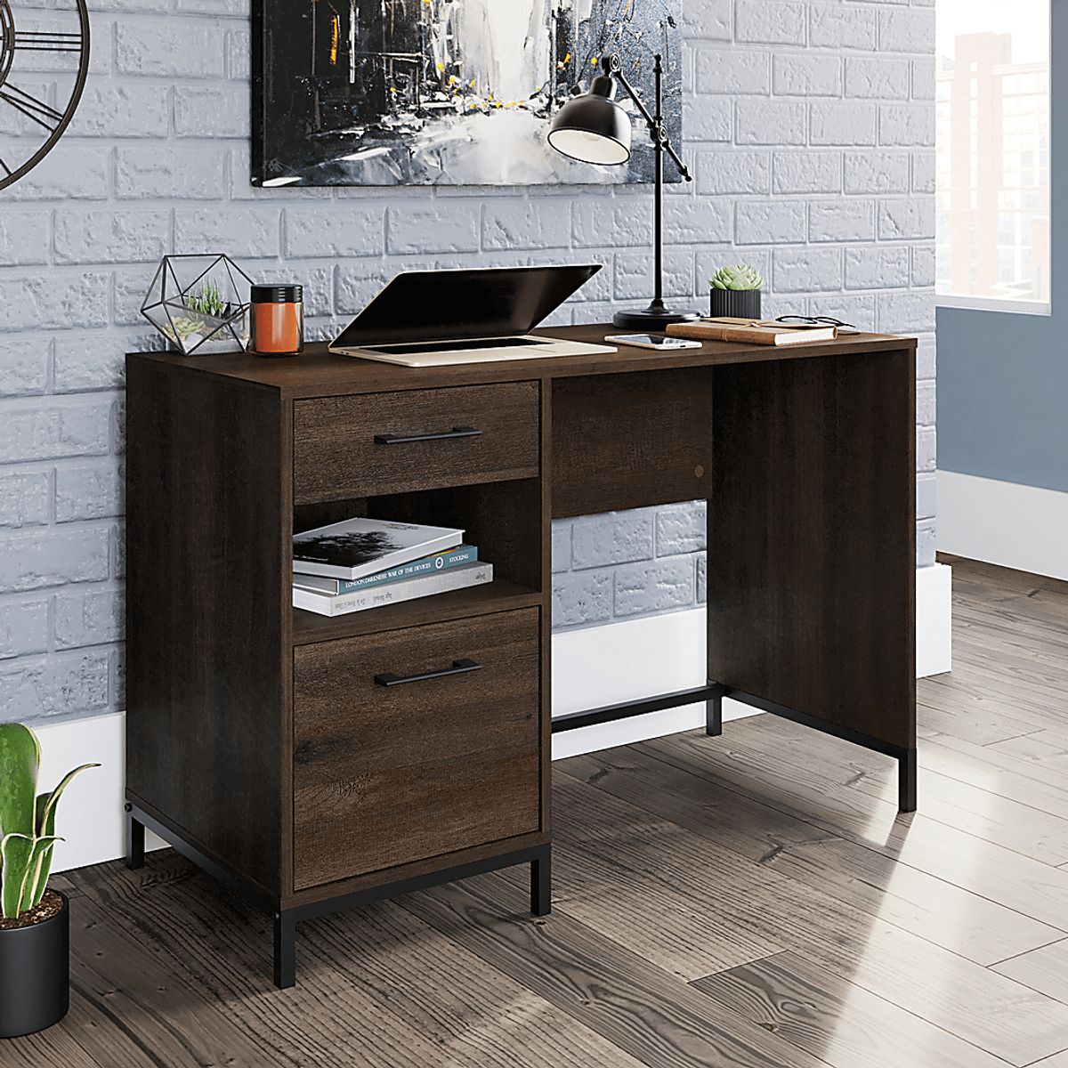 Bogle Brown Dark Wood Desk | Rooms to Go