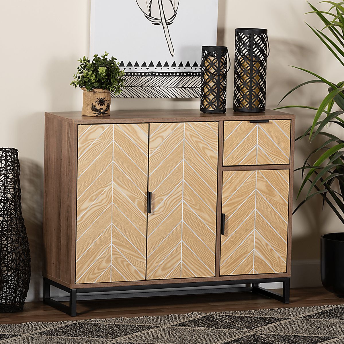 Bomarc Brown Dark Wood Sideboard | Rooms to Go