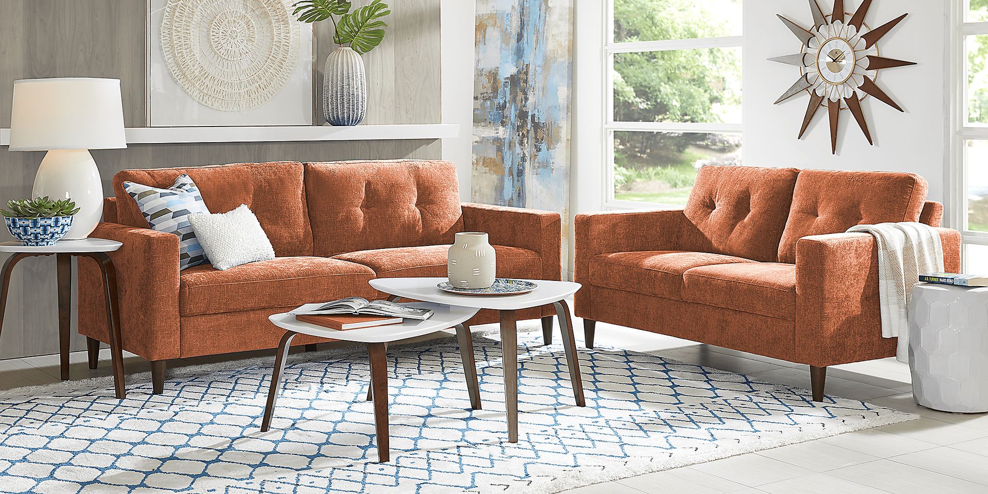 Bonavista Orange Orange Red Polyester Fabric Sofa Rooms to Go