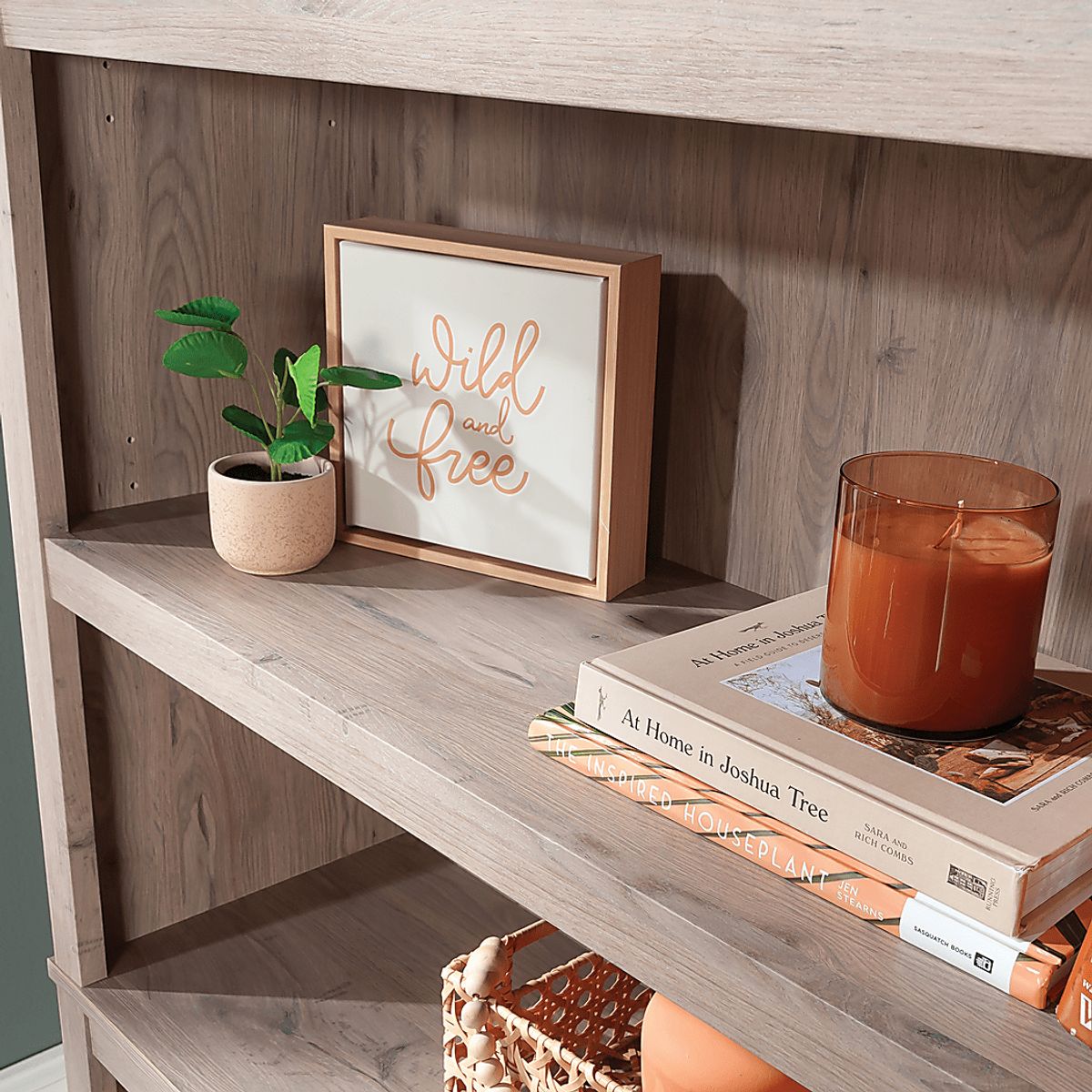 Borman Light Wood Fruitwood Brown 5-Shelf Bookcase | Rooms to Go
